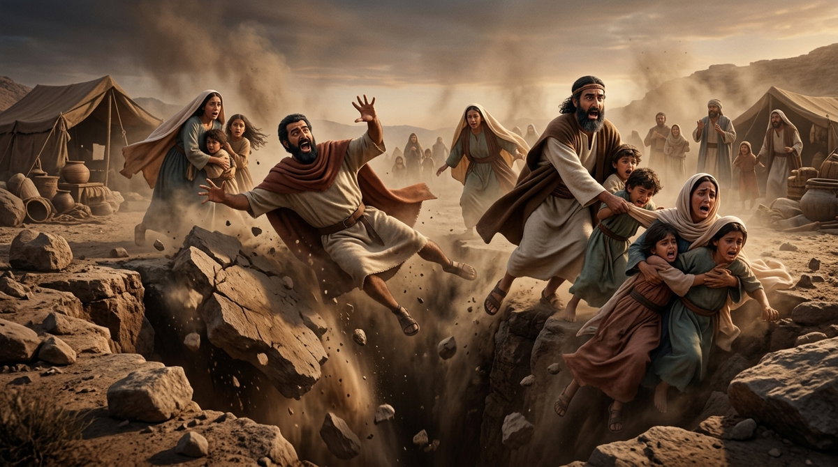 The Earth Opens Beneath The Rebellious Conspirators | Bible World